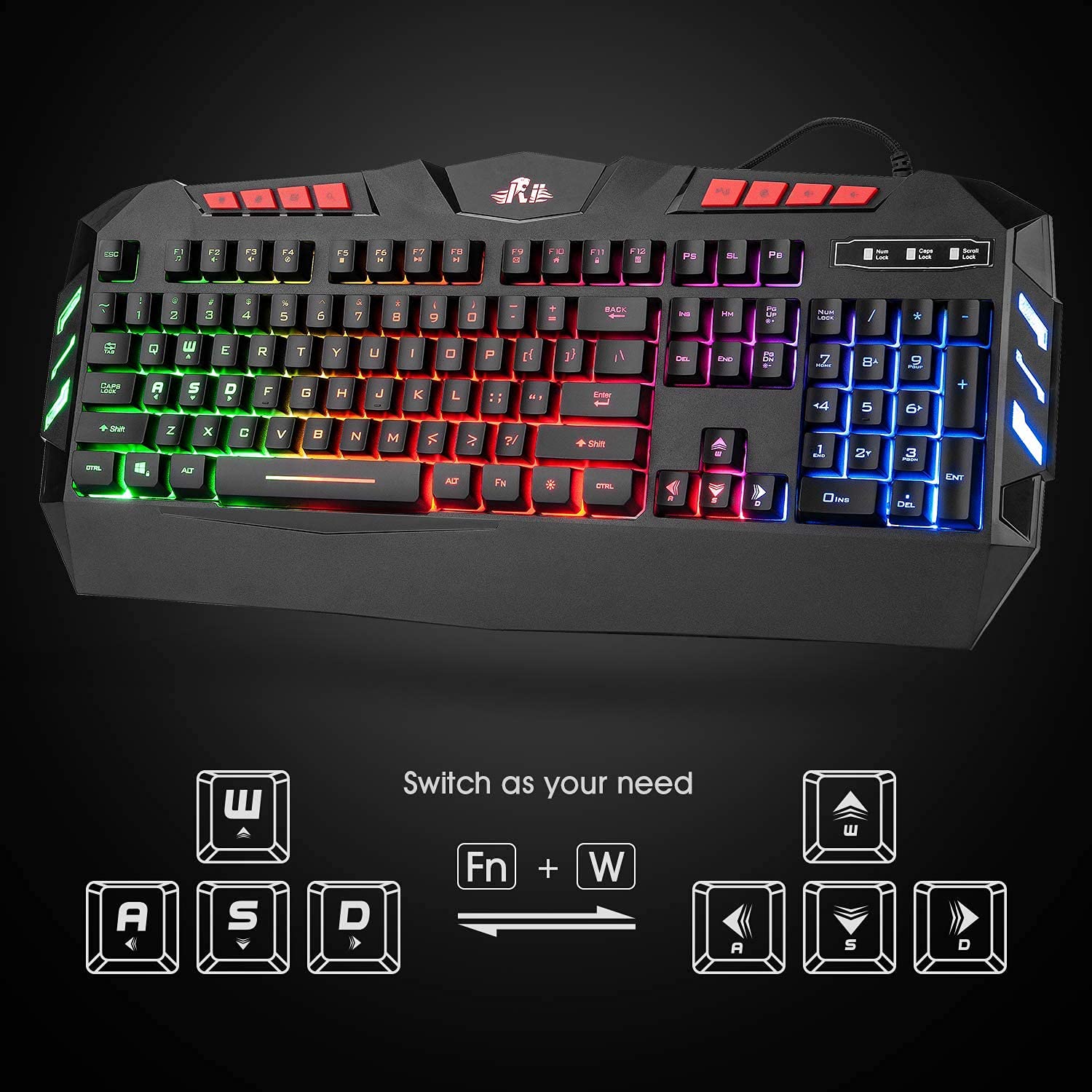 Rii Wired Gaming Keyboard and Mouse Combo,RGB LED Backlight,USB Plug-and-Play for Windows/Mac/Laptop/PC/Laptop,Business Office