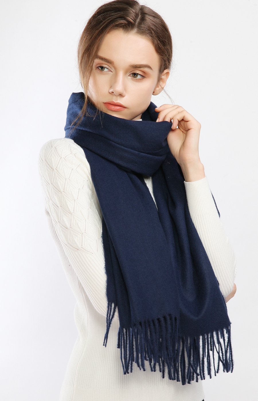 RIIQIICHY Scarfs for Women Fall Winter Navy Pashmina Shawls and Wraps for Evening Dresses Wedding Shawl Blanket Scarves