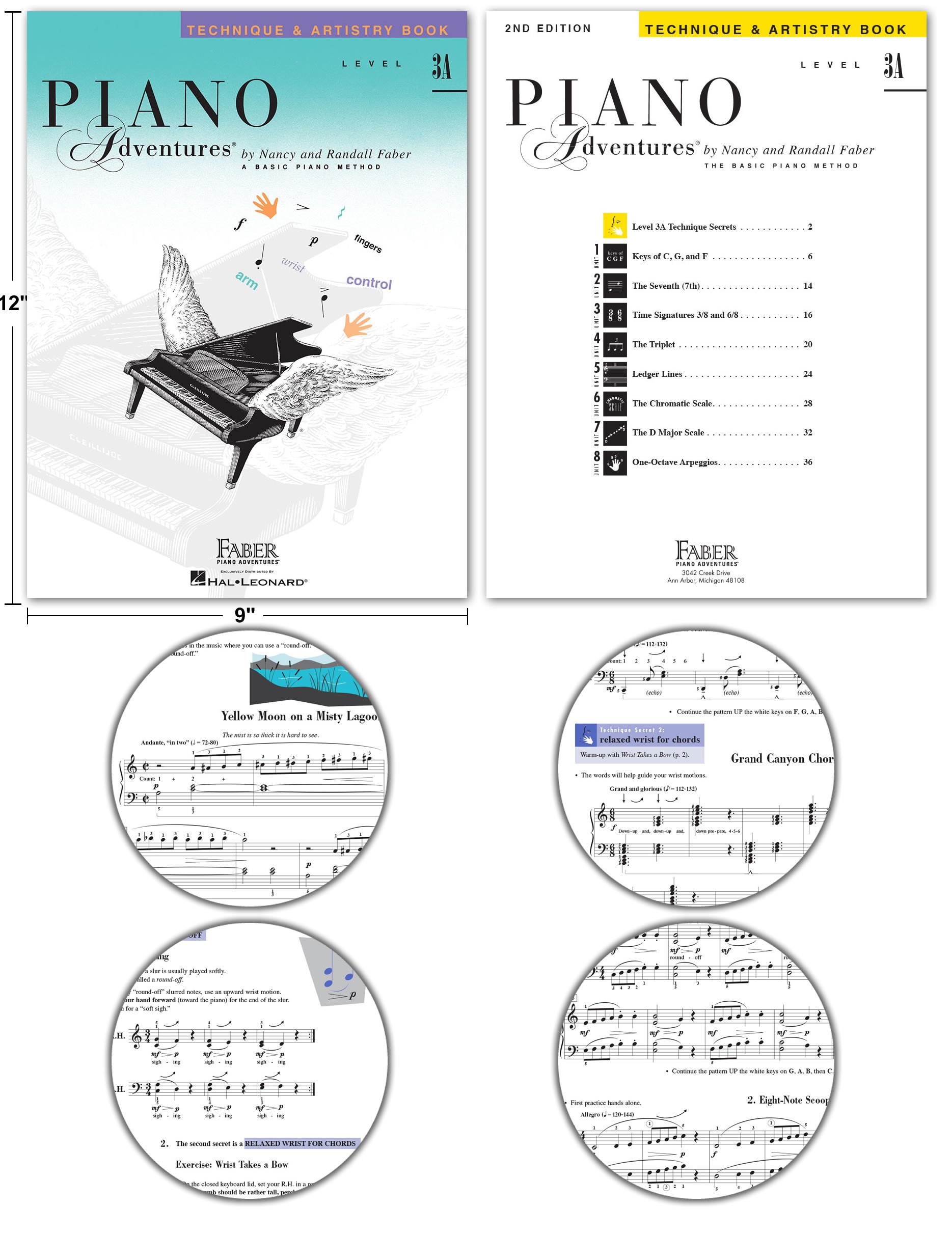 Piano Adventures Level 3A Learning Library Set By Nancy Faber - Lesson, Theory, Performance, Technique & Artistry Books & Juliet Music Piano Keys 88/61/54/49 Full Set Removable Sticker