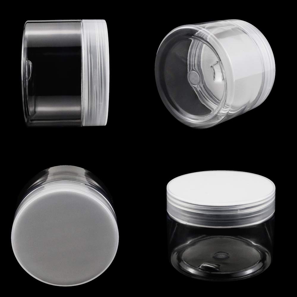 Pralb 18Pack 4oz(120ml) Clear Storage Favor Jars Clear Empty Wide-Mouth Plastic containers with Clear lids Travel Containers Jars Pots for Toiletry Makeup Cream Liquid DIY Slime Making