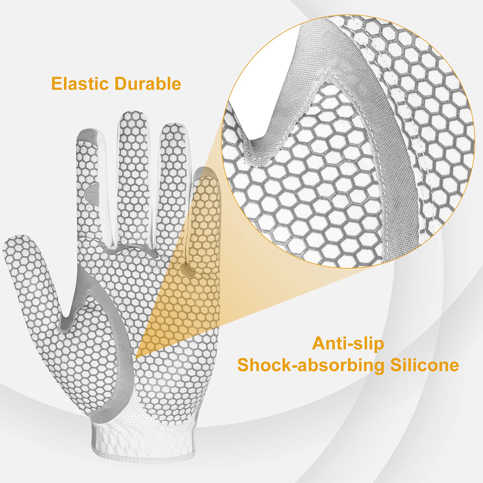 wosofe Golf Gloves for Men’s Left Hand Lycra Korean Nanometer Grip Soft Comfortable Pack of 2 (Medium/large)