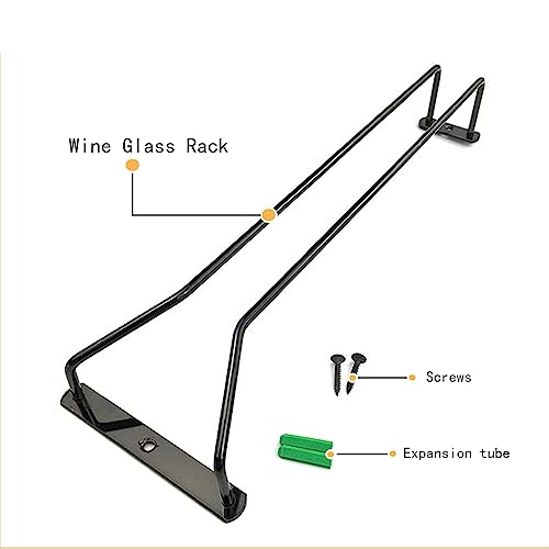 SYZJGCCR 10.6 inch Single Rail Wine Glass Rack, Black, 2Pcs