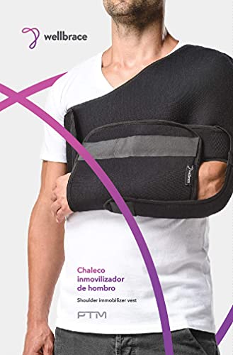 PTM Wellbrace Shoulder Immobilizer - High End Doctor Designed & Developed to Immobilize the Shoulder & Protect From Impacts. For: Shoulder, Clavicle, Arm, Elbow,Forearm, Ligament & Tendon Injuries (L)