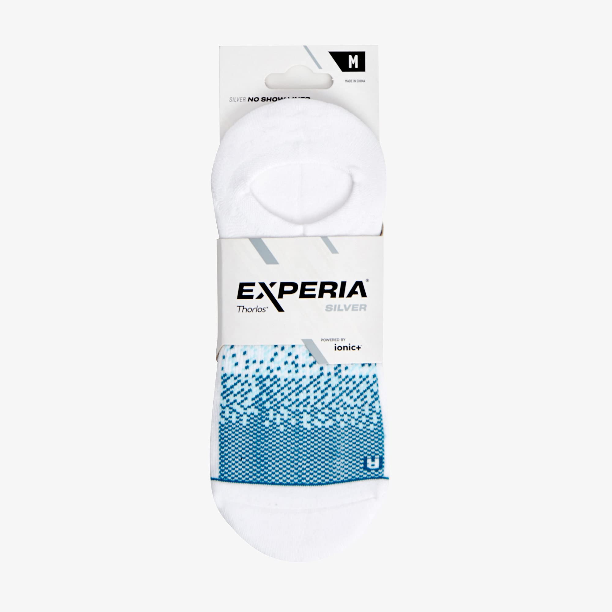 Thorlos Experia Silver No Show Liner Socks, White, Large