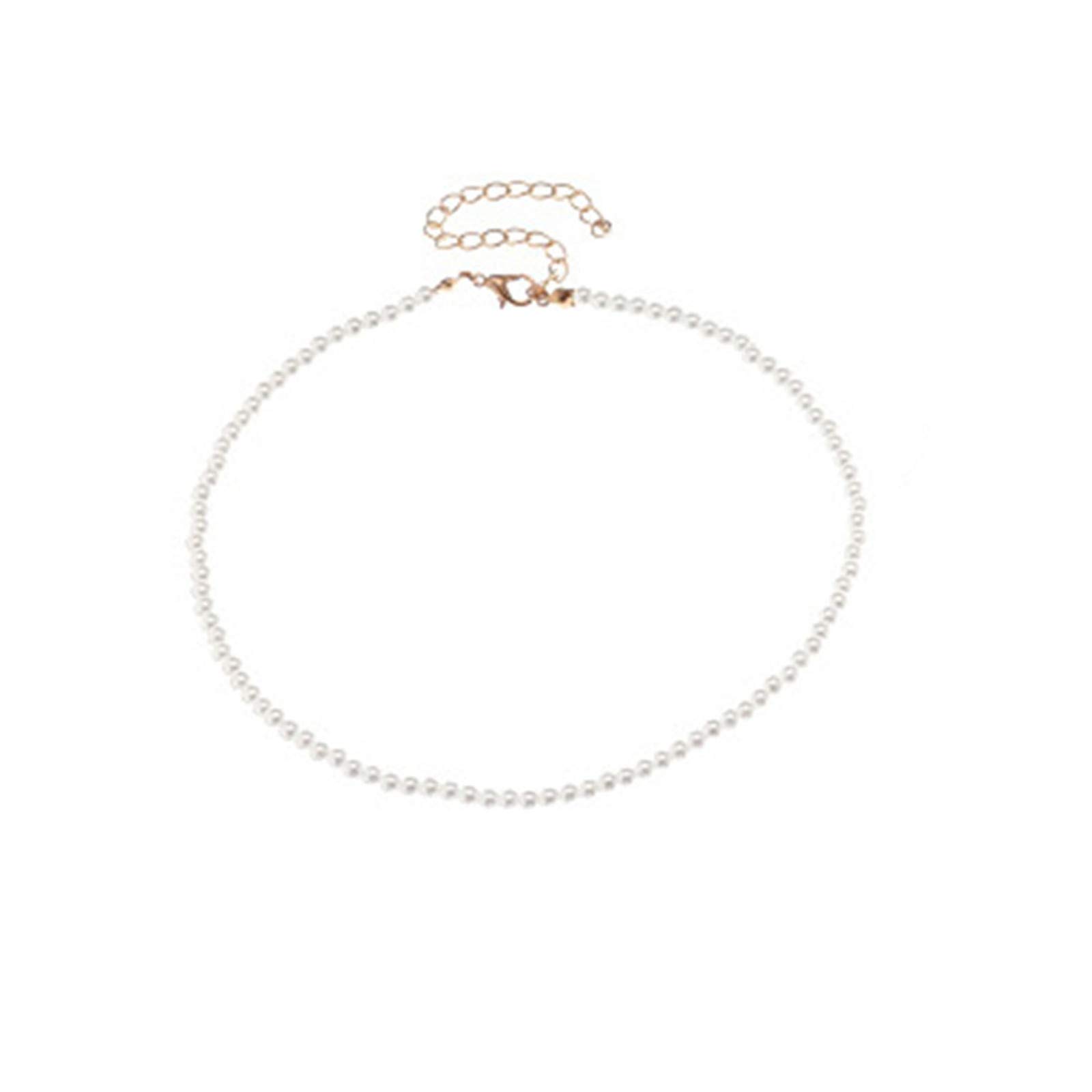 Set Multi Size Pearl Chain Link Adjustable Pendant Choker Necklace Stacking for Women Jewelry Dainty Minimalist Bohemian Simple Layered Gifts-4mm