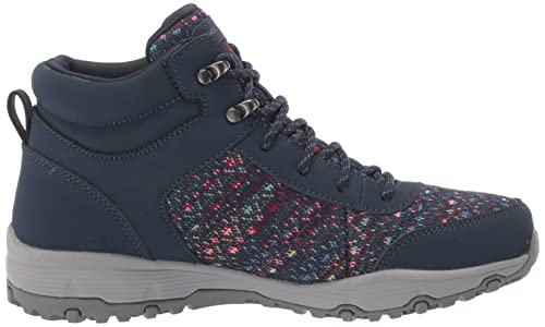 Skechers Women's Lace up Boot Hiking, Navy Multi, 8