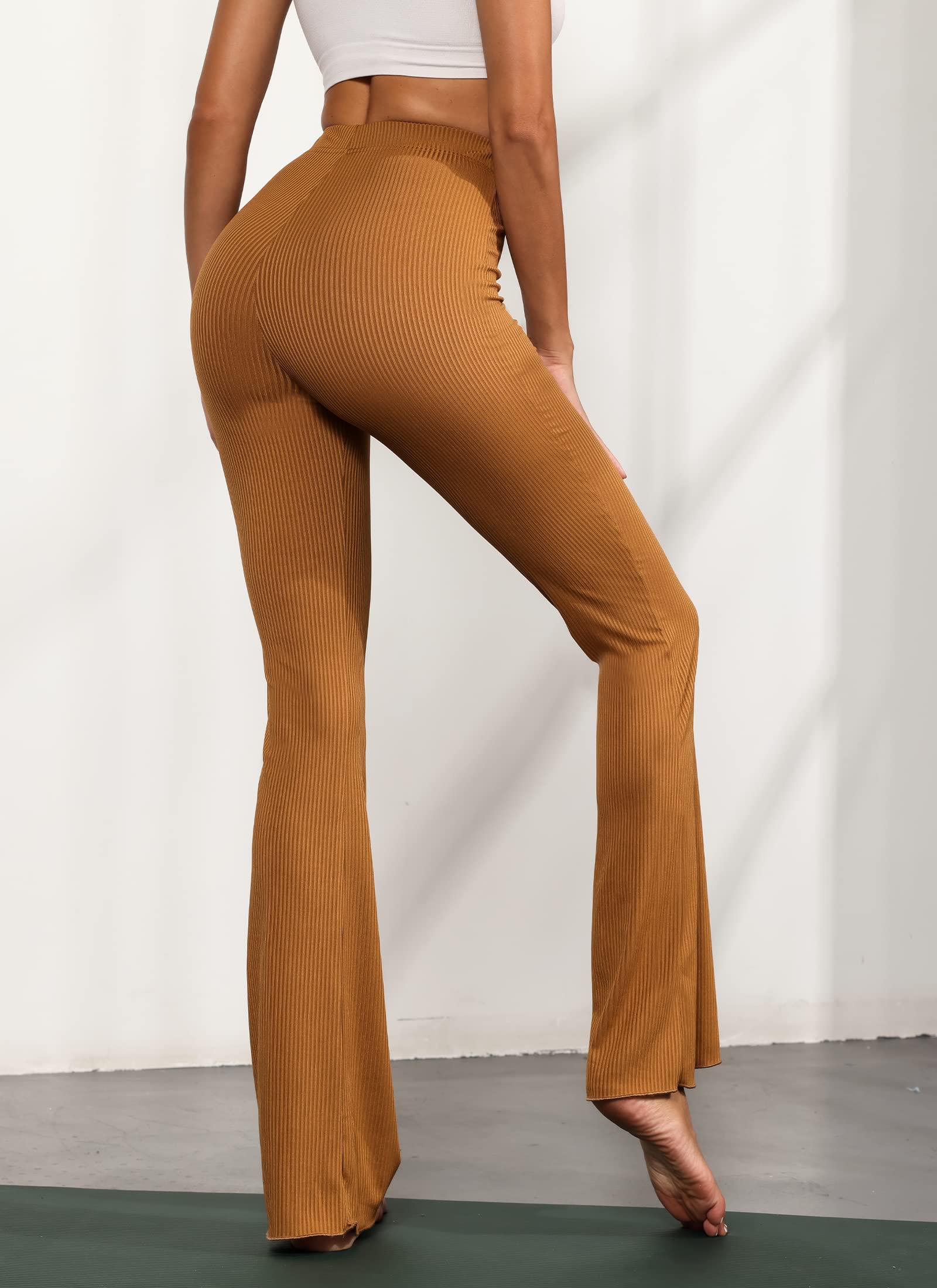 Volemo Bootcut Yoga Pants for Women Tummy Control Long Bootleg Flare Pants Stretch Pants Caramel XL