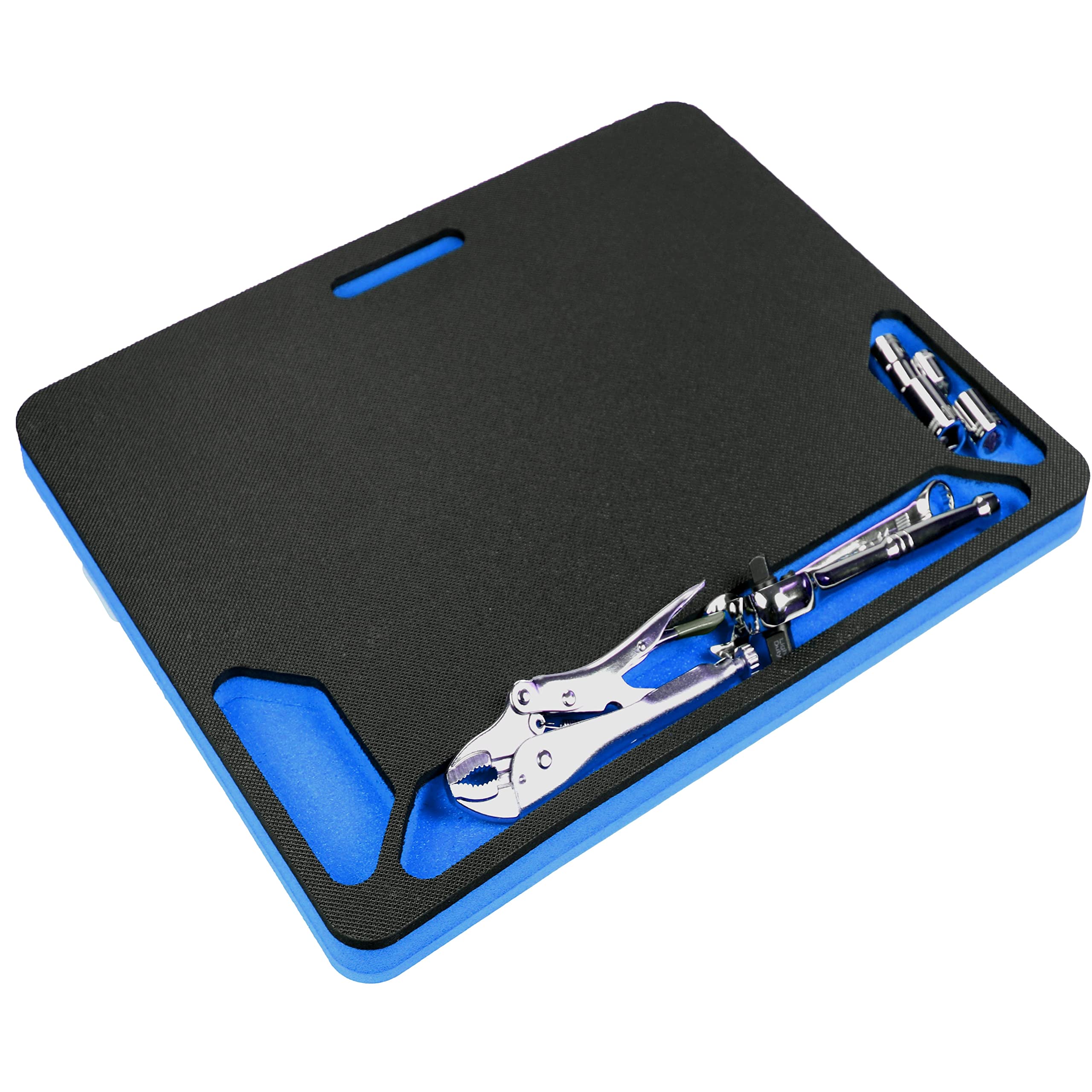 Polar Whale Portable Knee Cushion Blue and Black with Tool Pocket for Home Garden Work Automotive Workshop and More Durable Thick Comfortable High Density Waterproof Foam 20 x 16 Inches Kneeling Pad