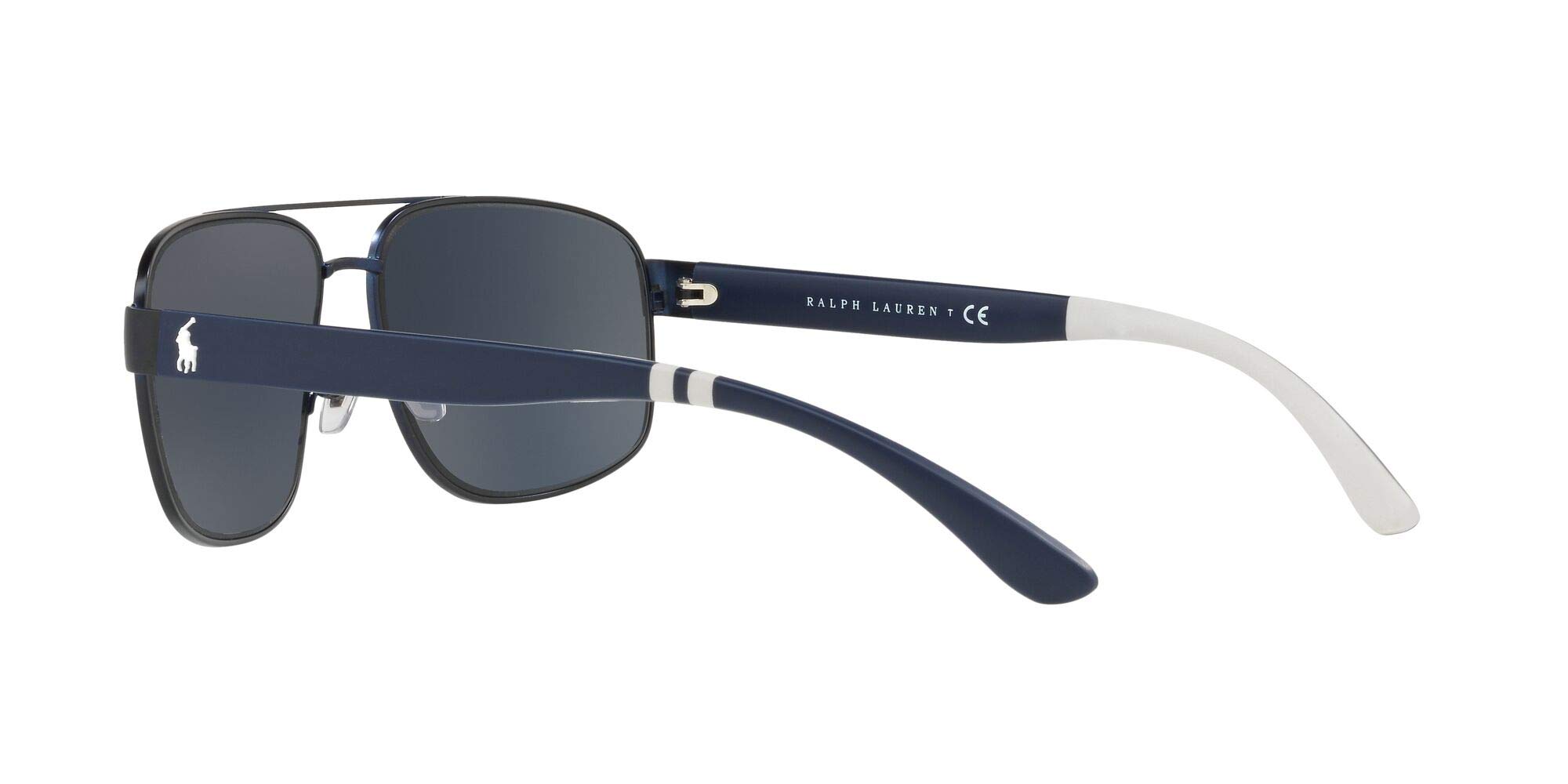 Polo Ralph Lauren Men's PH3112 Aviator Sunglasses, Matte Navy Blue/Grey, 62 mm