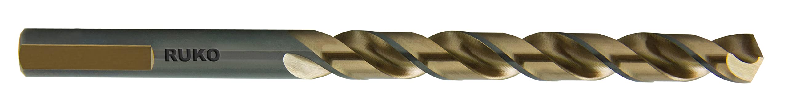 RUKO 228040 HSSE-Co 5 Twist Drill, DIN 338, Type UNI, Ground, 4.00mm Diameter, 75.0mm Length, 43.0mm Flute Length, Pack of 10