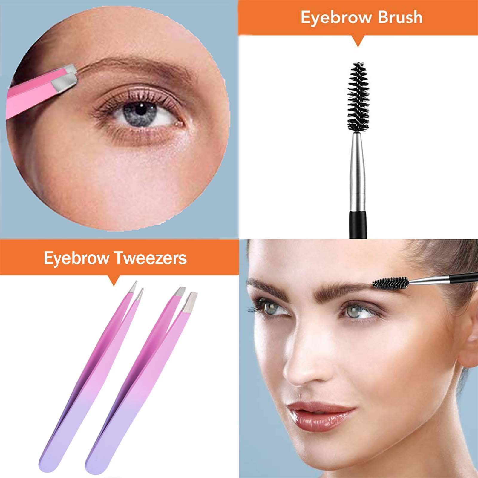 Precision Tweezers for Women - Professional Stainless Steel Tweezer Straight Pointed, Best Slant Tip Tweezers for Eyebrows and Splinter Removal.(2 Pack)
