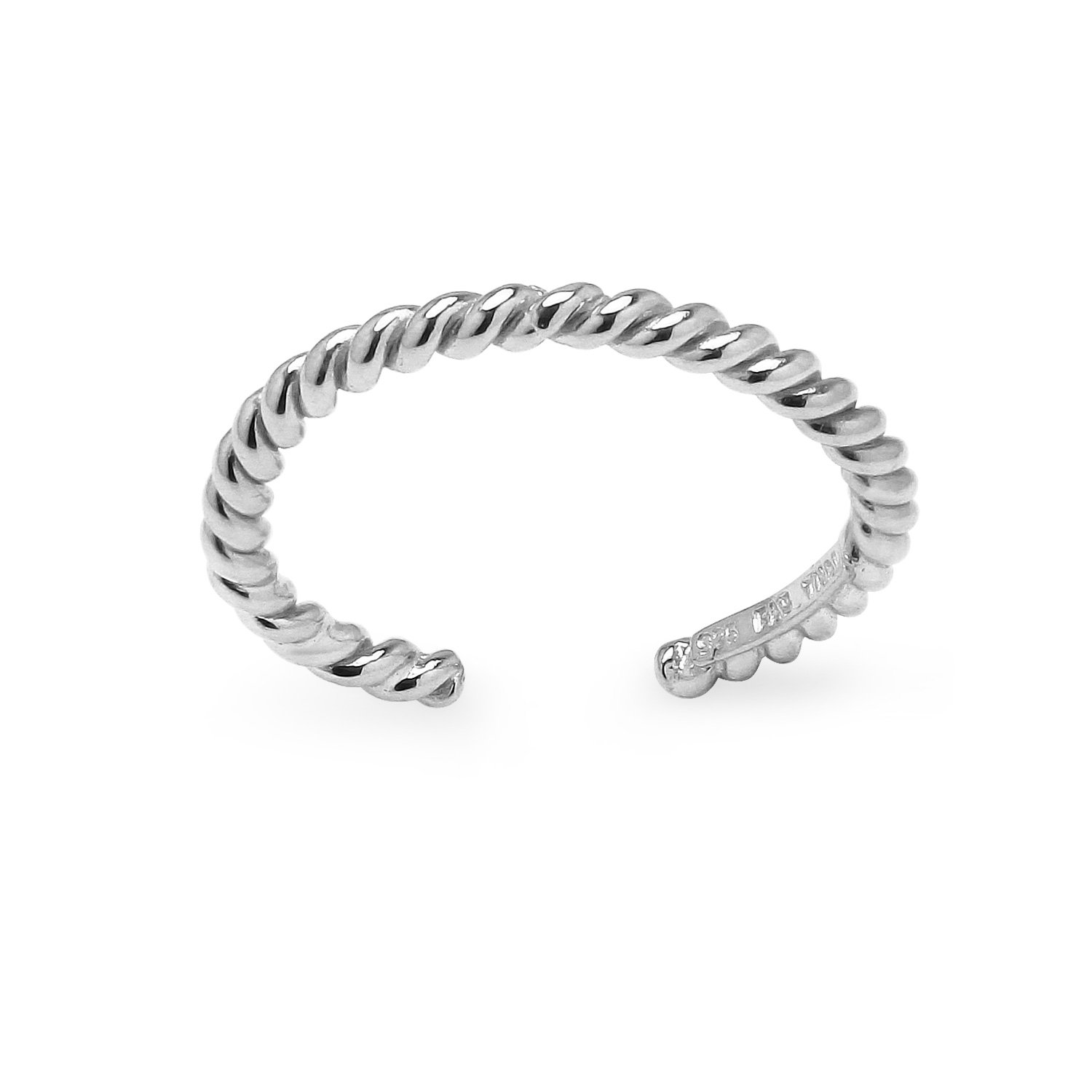 River Island Sterling Silver Twist Rope Ring Adjustable Toe Ring | Available in Silver, Rose and Yellow Gold
