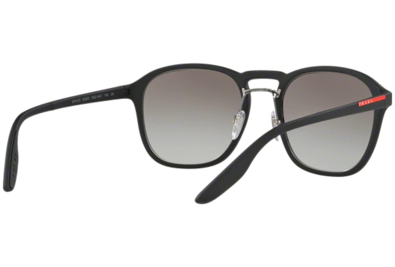 Prada Linea Rossa Men's Round Fashion Sunglasses, Black Rubber/Grey Gradient, One Size