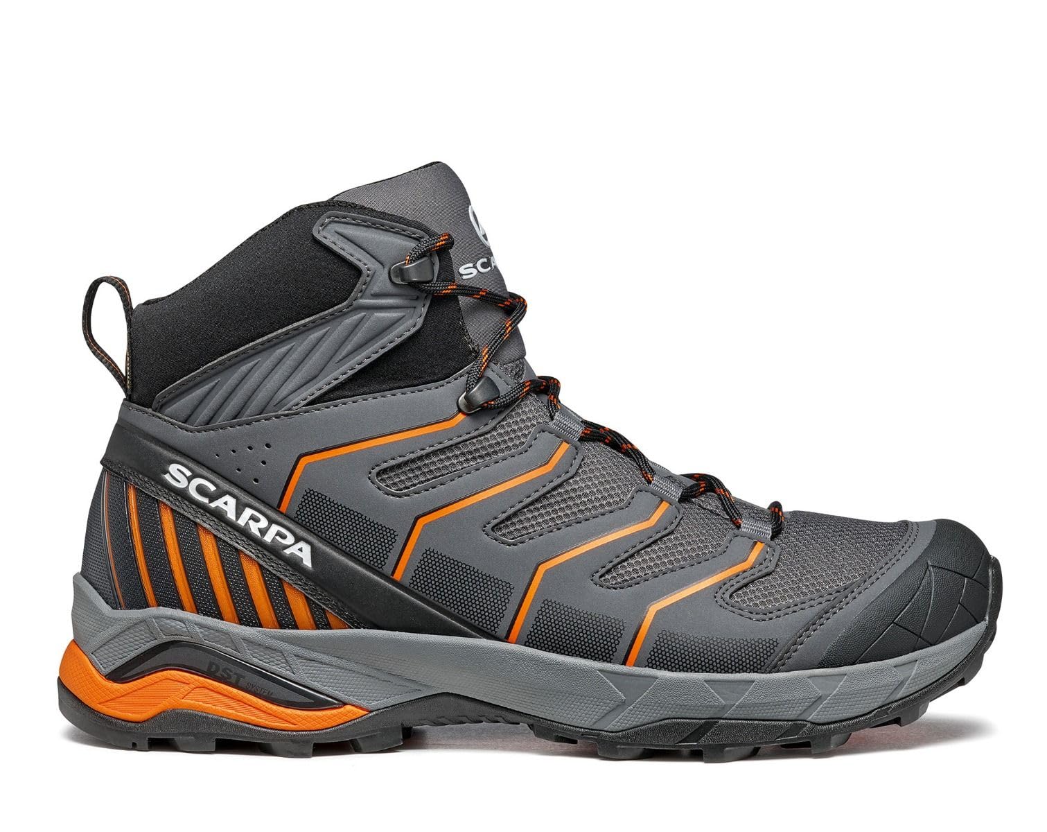 SCARPA Men's Maverick Mid GTX Waterproof Gore-Tex Lightweight Boots for Backpacking and Hiking - Iron Grey/Orange - 9.5-10