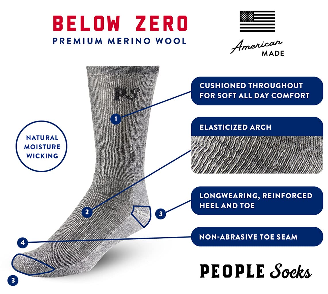 People Socks Large 4pairs Mens Merino Wool Socks Charcoal Black Large Made in USA