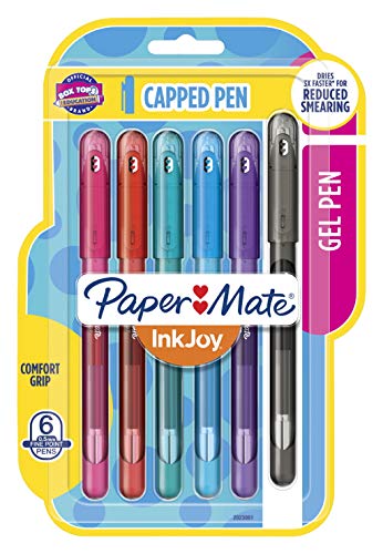 Paper Mate InkJoy Gel Pens Fine Point (0.5mm) Capped, 6 Count, Assorted Colors (2023001)