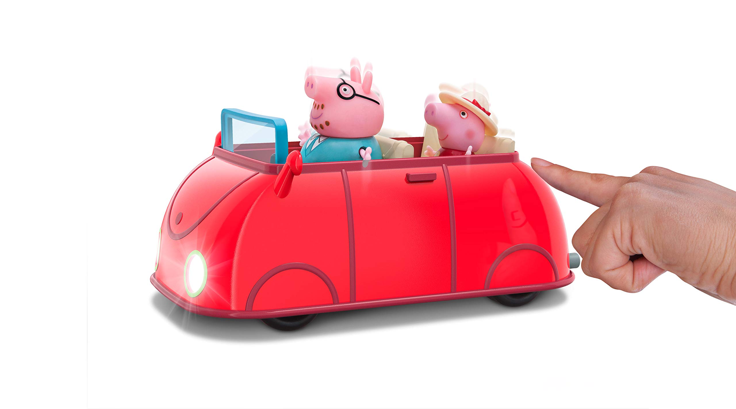 Peppa Pig Lights & Sounds Family Fun Car Vehicle Playset, 3 Pieces - Includes Interactive Red Car with Peppa and Daddy Pig Figures - Toy Gift for Kids - Ages 2+