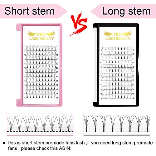 Premade Fans Eyelash Extensions 4D 6D 8D Short Stem Premade Volume Eyelash Extensions .07 .10 C D Curl Pre made Lash Fans 9 to 20 mm Volume Lash Extensions (4D-D-0.10,13mm)