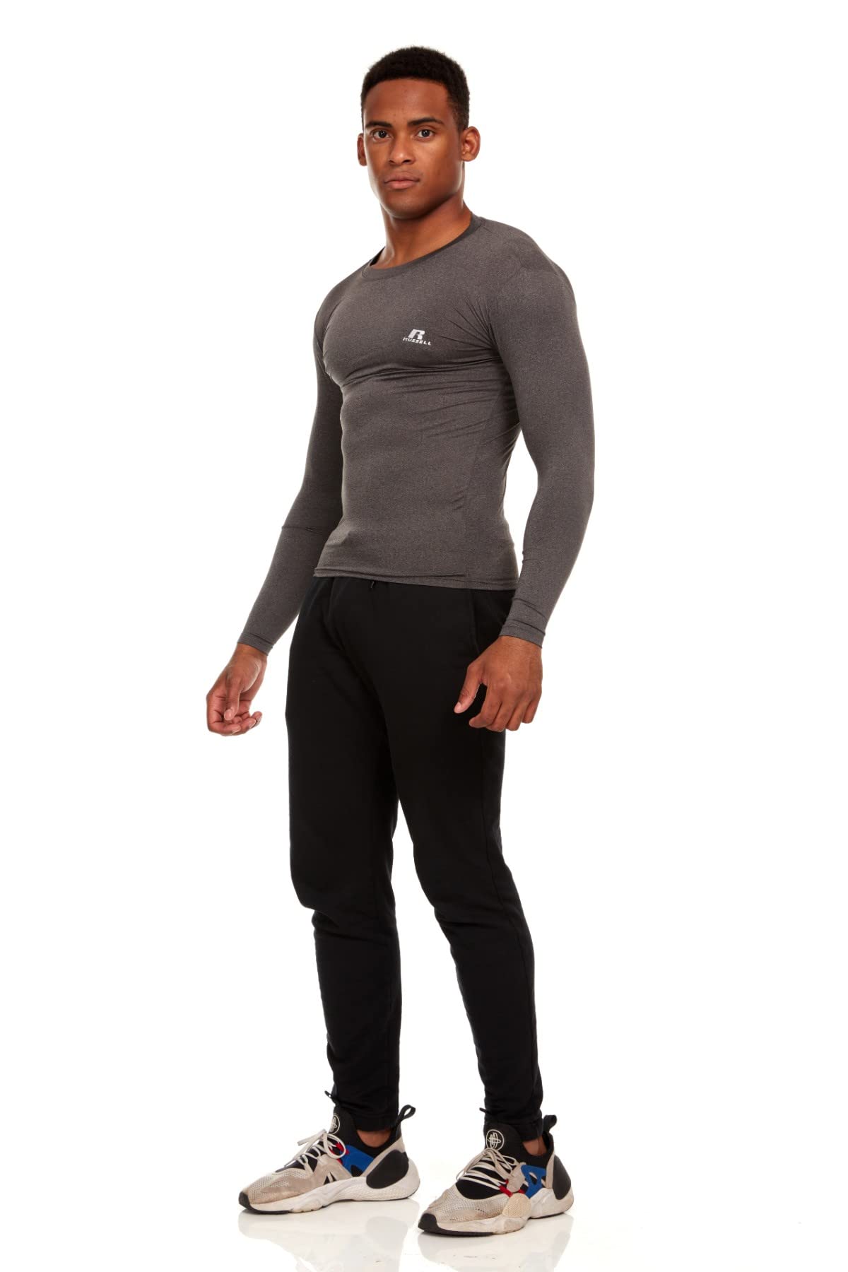 Russell Athletic Men's Compression Long Sleeve Top, Grey, X-Large