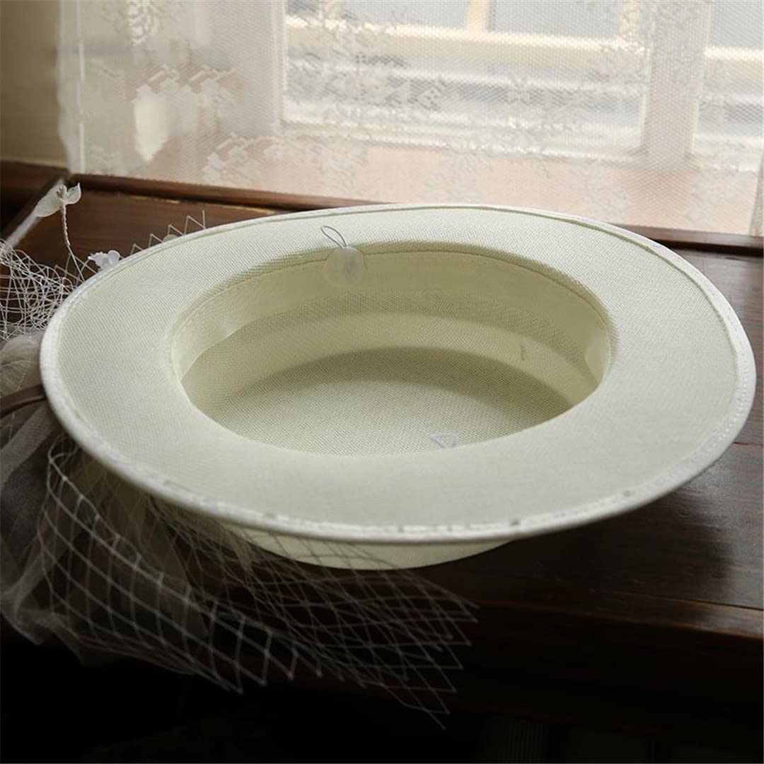 Vintage Wedding Hat Ladies Bow Mesh Bridal Hat White Wedding Accessories Bridal Charming Wedding Hat M56-58cm