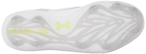 Under Armour Men's Yard Low MT TPU Baseball Cleat, (100) White/White/Metallic Silver, 8.5