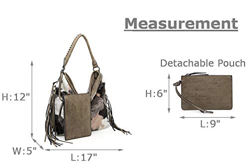 SHOMICO Fur Hobo Bag Fringe Purse for Women Boho shoulder Big (Fur Camouflage)
