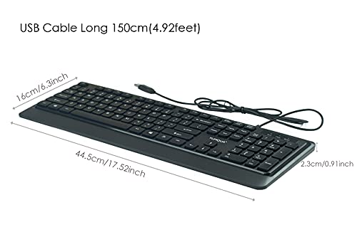 Wired Keyboard and Mouse Combo, YUMQUA Corded USB Computer Keyboard and Mouse Combo for Windows Laptop PC Desktop Notebook, Black