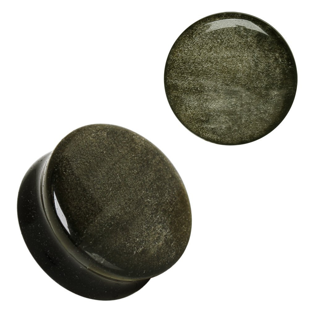 Pierced Owl Natural Golden Obsidian Stone Saddle Plugs, Sold as a Pair (12mm (1/2in))