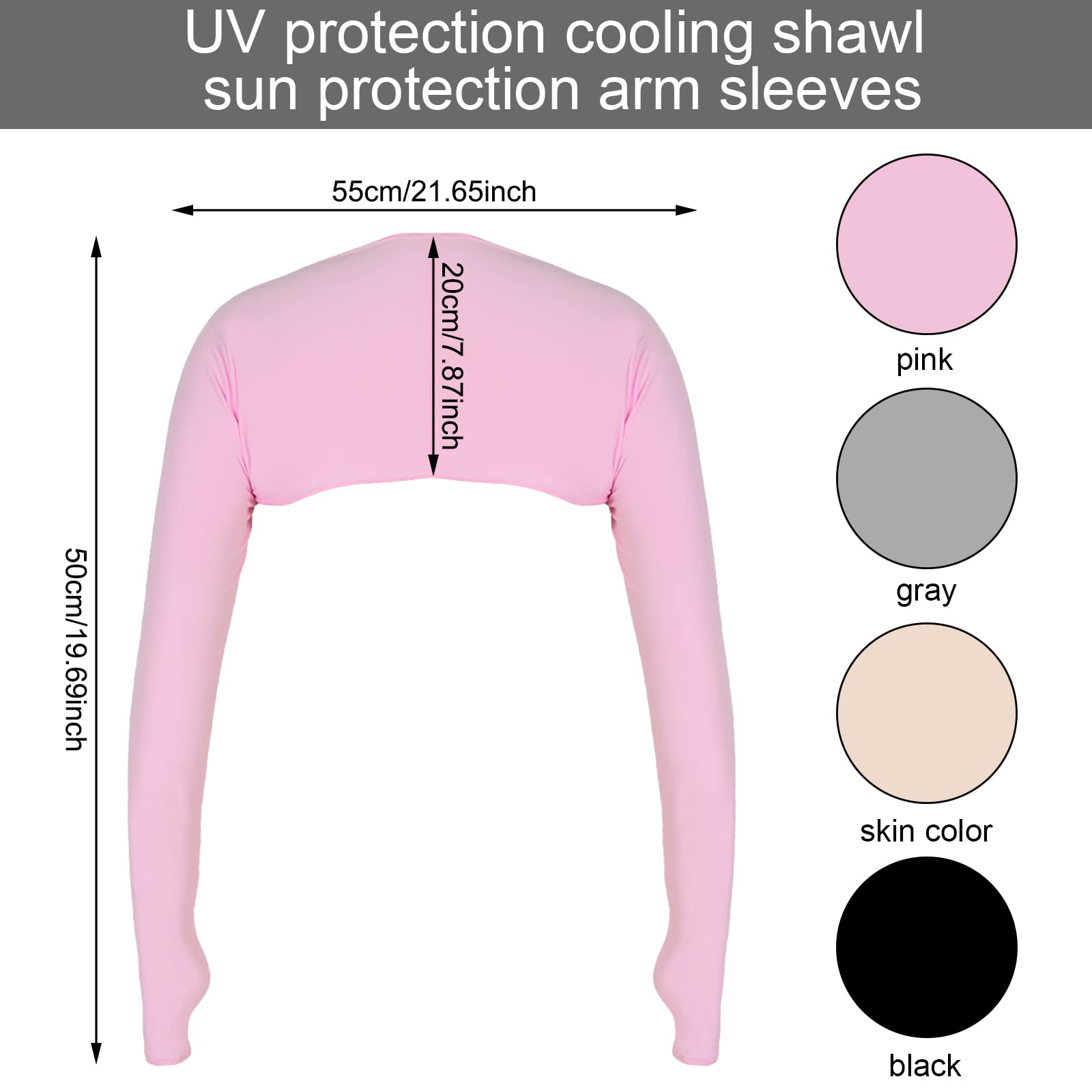 SATINIOR 4 Pairs Cooling Shawl Arm Sleeves with Finger Hole Anti-UV Arm Sleeves for Women Golfing Driving