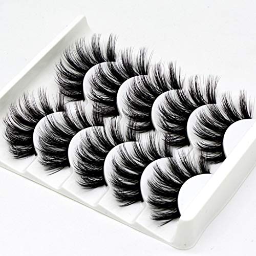 RN BEAUTY 5 Pairs 3D False Eyelashes Handmade Ultra Light Synthetic Fibers 3D Mink Fake Eyelashes Reusable Soft Nature Fluffy Wispies Long Lashes With Volume Makeup Eye Lash Extension Set (3D-B)