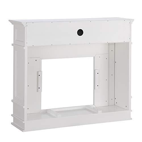 SEI FURNITURE Highgate Faux Cararra Marble Electric Media fireplace, White.