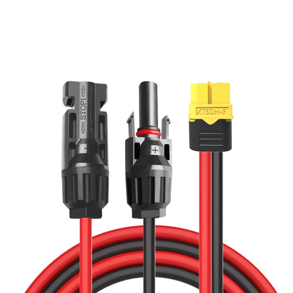 RedYutou Solar to XT60 Charging Extension Cable 12AWG Solar Connectors Adapter Cable 50FT for XT60 Female Cable Input Port Portable Power Station and Solar Generator