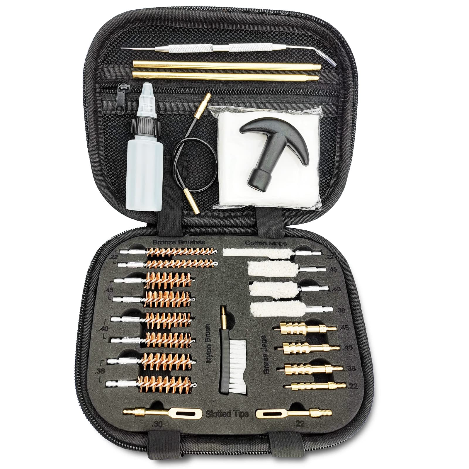 StrongTools 26pcs Gun Cleaning Kit-Barrel Cleaning Tools for Rifle-Shotgun-Handgun Include Gun Brushes, Gun Brass Slotted Tip Adapters and Bore Mops