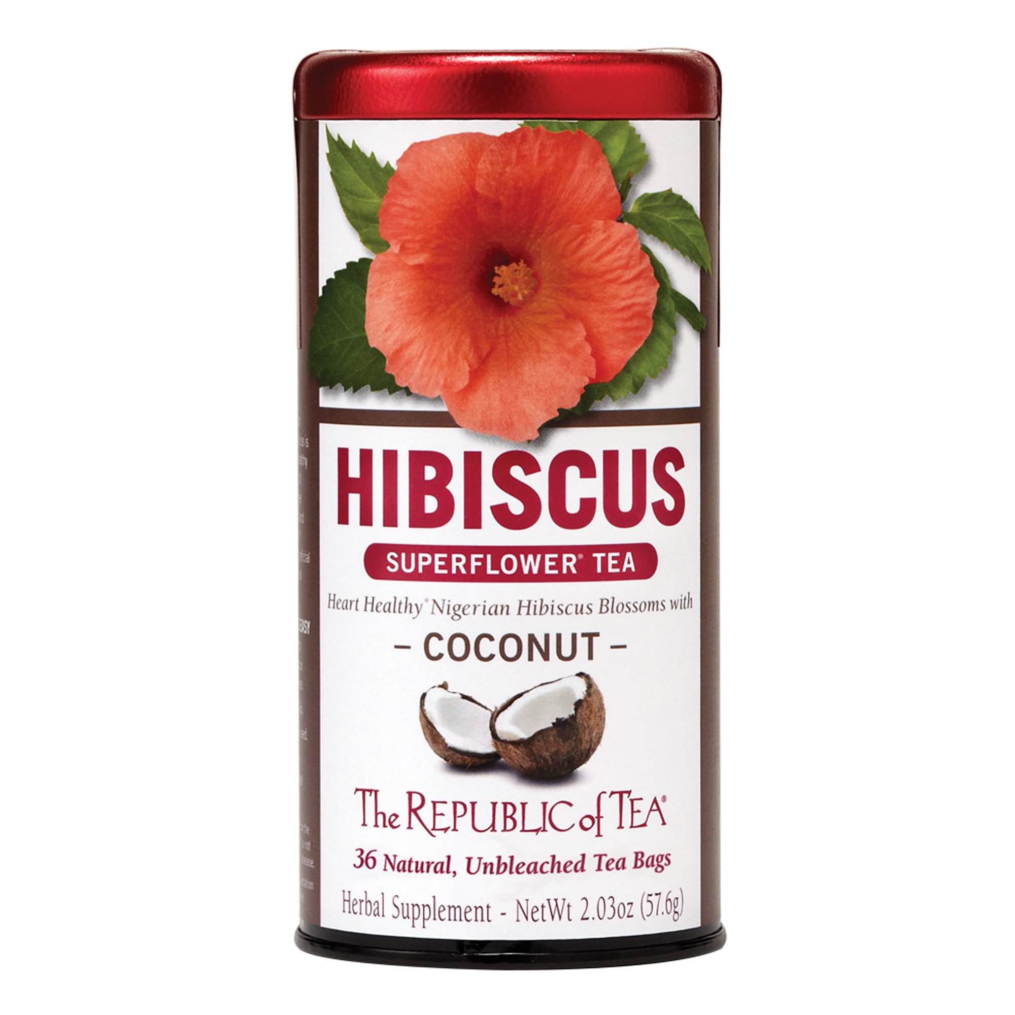 The Republic of Tea - Hibiscus Coconut Superflower Herbal Tea, 36 Count