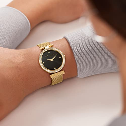 Ted Baker Women's Quartz Stainless Steel Strap, Gold, 16 Casual Watch (Model: BKPBWS2109I), Gold/Black