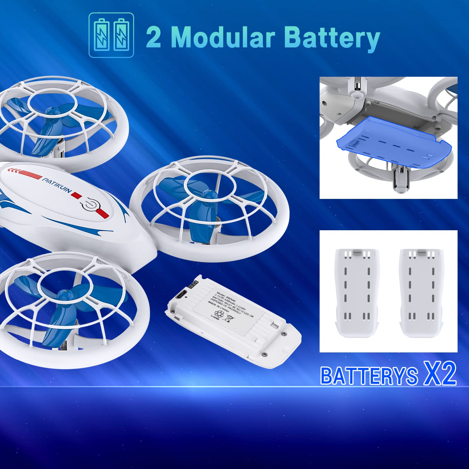 PATIKUIN Drones for Kids RC Mini Drone with LED Lights for over 8 years old Boys and Girls Beginners, RC Helicopter Quadcopter with Five Cool Light Effects, Auto Hovering, 3D Flip, Remote Control Headless Mode, Circumflight and Emergency Paddle Stop