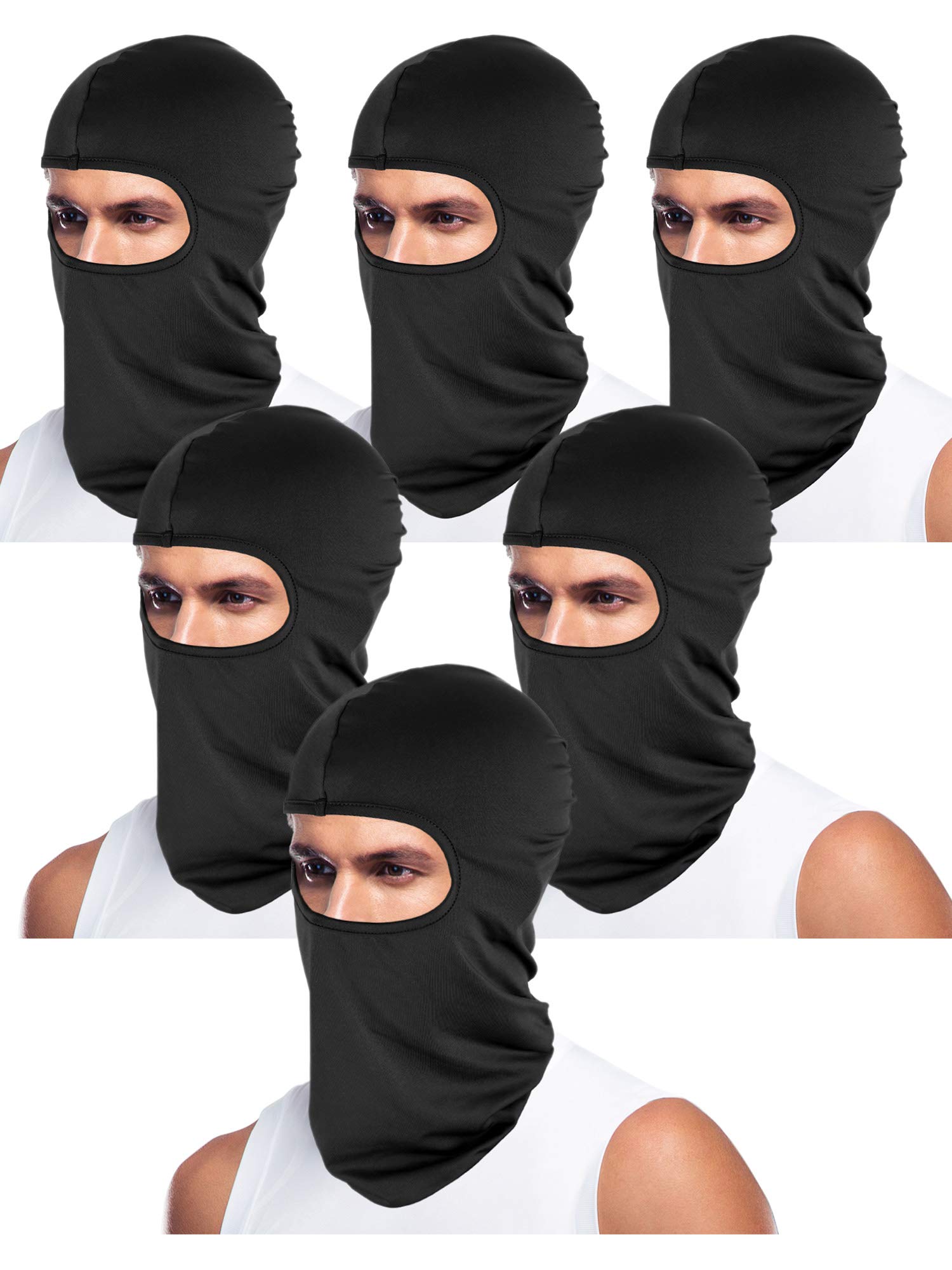 SATINIOR 6 Pieces Ski Mask for Men Balaclava Full Face Cover UV Sun Protection Cooling Neck Gaiter Clothing Scarf Bandana(Black,Ice Silk)