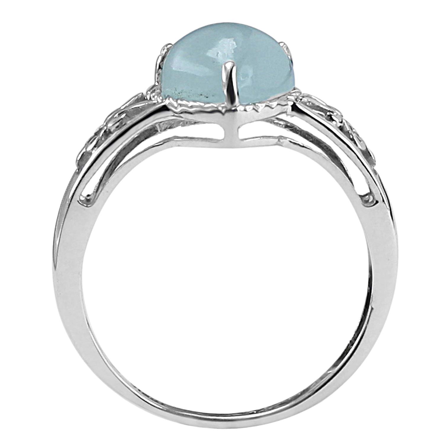 SGL Milky Aquamarine 2.45 Carat Solitaire Ring for Women 925 Sterling Silver Wedding Jewelry for Women
