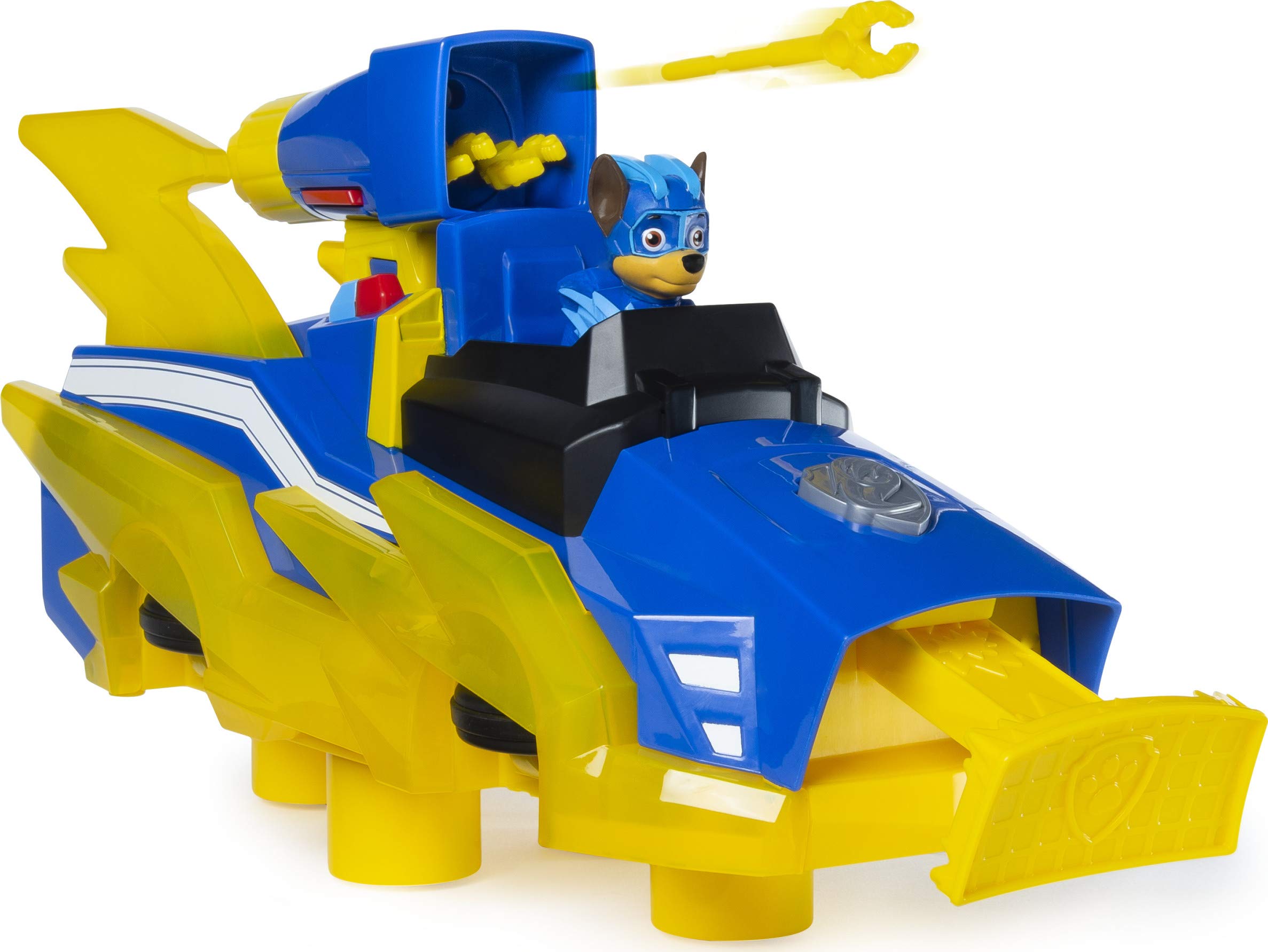 Paw Patrol, Mighty Pups Charged Up Chase Transforming Deluxe Vehicle Preschool Toy with Lights and Sounds