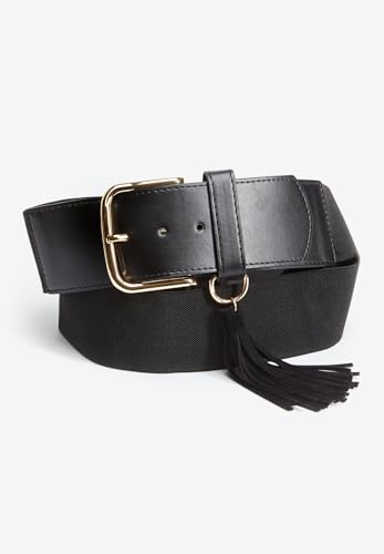 Roaman's Accessories For All Women's Plus Size Stretch Tassel Belt - XL, Black