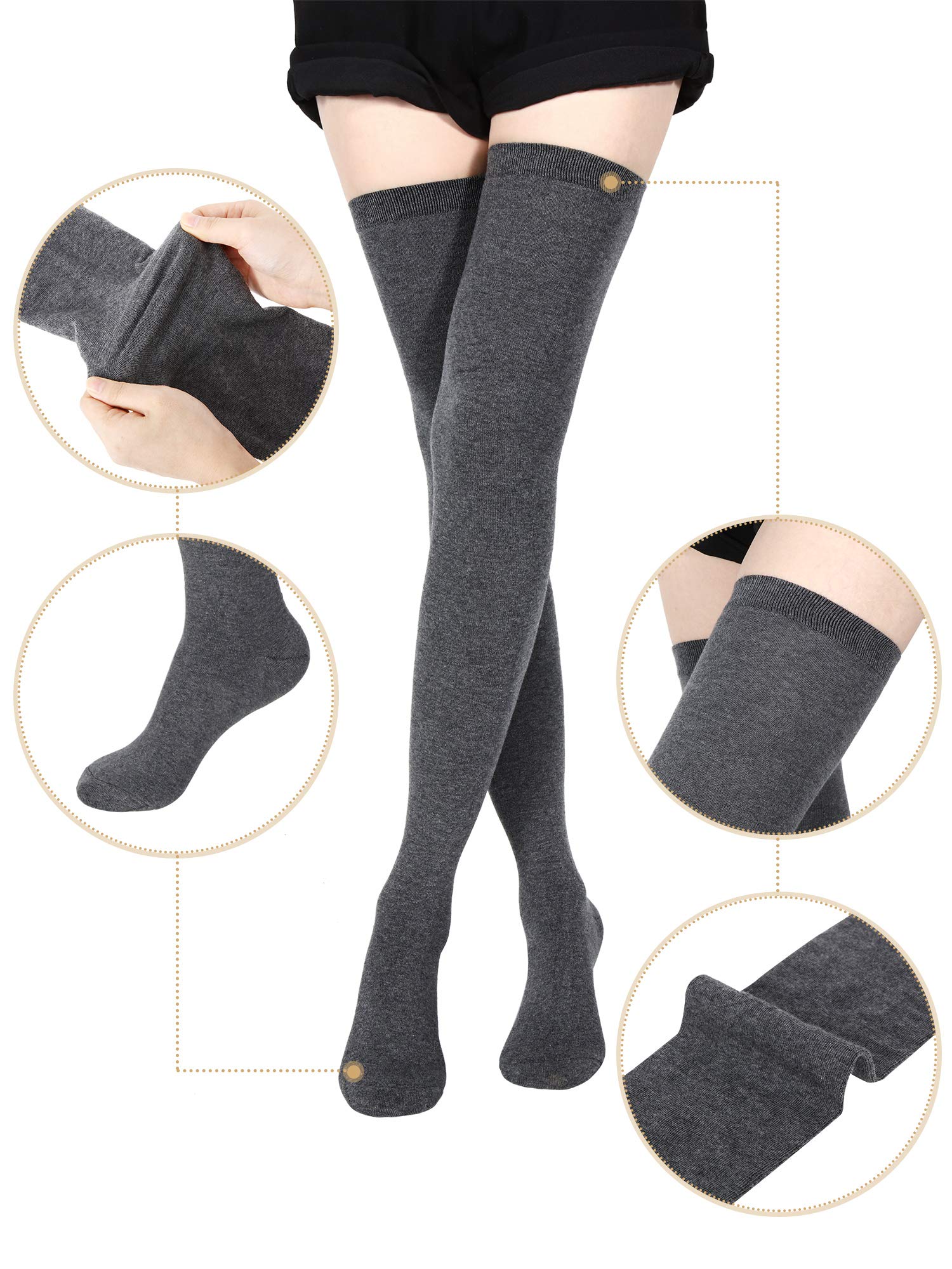 SATINIOR Extra Long Socks Thigh High Cotton Socks Extra Long Boot Stockings for Women