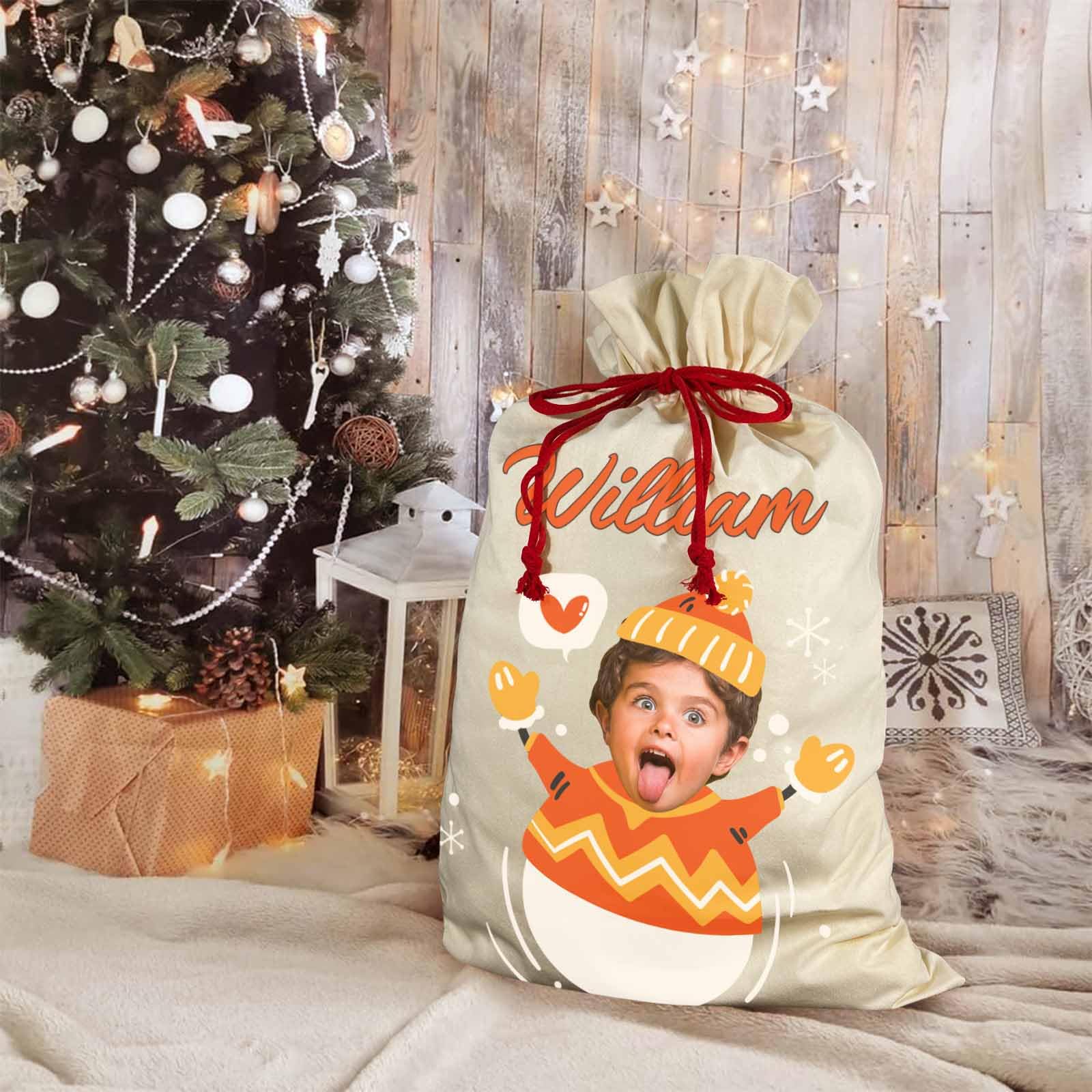 Personalized Large Christmas Sacks 21"x32" Custom Name Drawstring Christmas Bag Xmas Presents Santa Gift Bag for Kids, Family