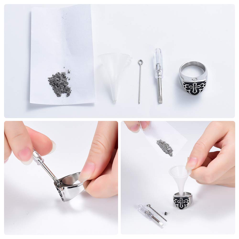 shajwo Cremation Urn Ring Jewelry for Ashes Engraved Cross Memorial Urn Ring Stainless Steel Celtic Knot Retro Keepsake Ashes Holder Ring,Silver 9