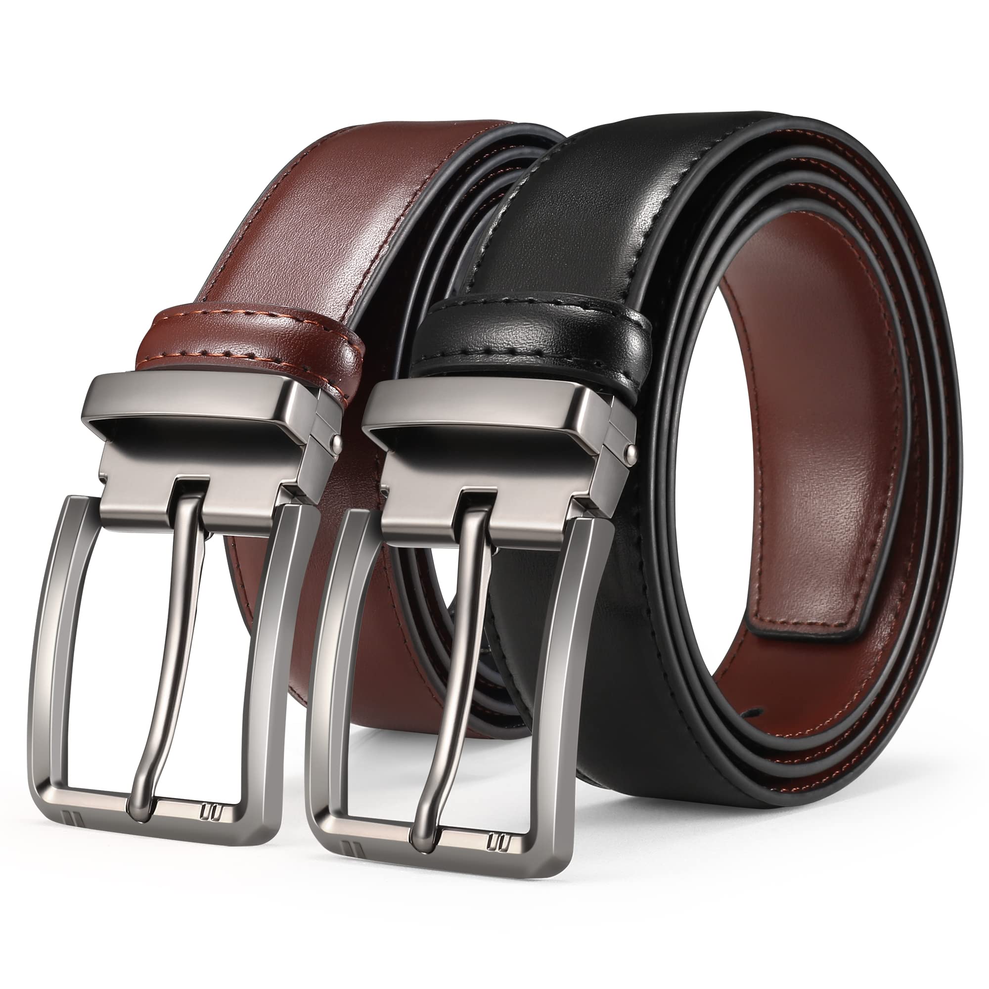 WLEAD Men's Belt, Reversible Leather Belt For Mens Work Business(Gift Box)