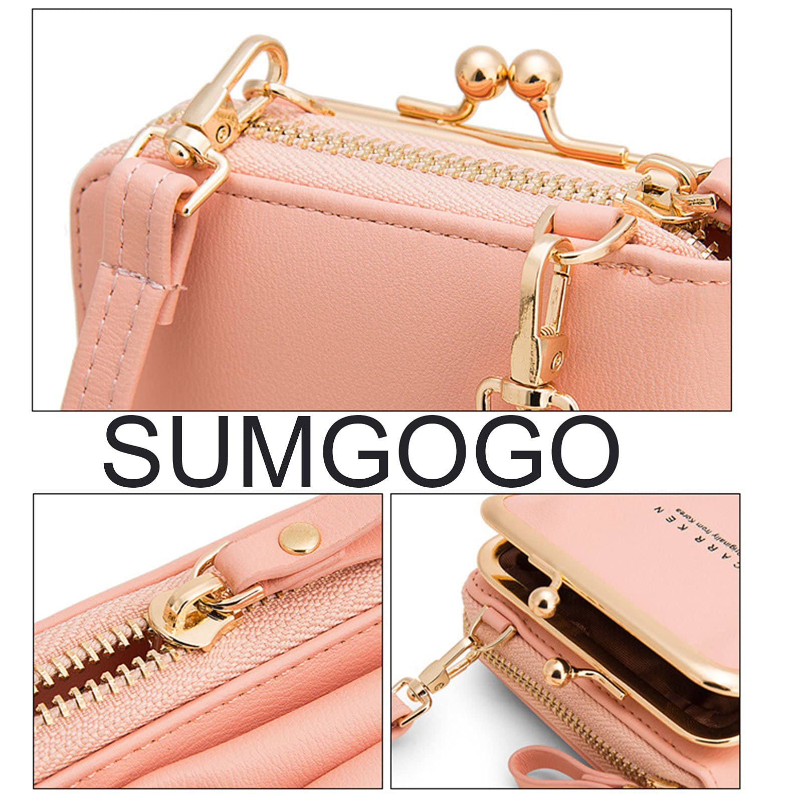 SUMGOGO Womens Small Crossbody Bag Cell Phone Wallet Shoulder Purse Leather Card Handbag Satchel (B-Gray)