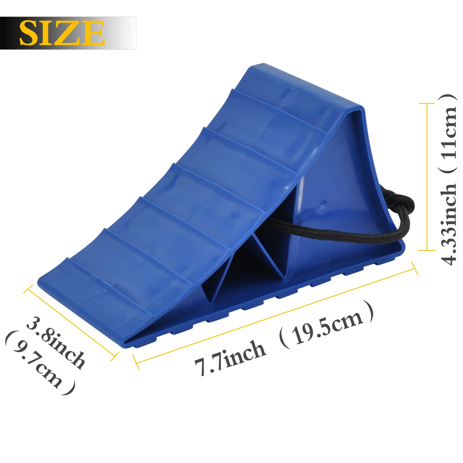 RV Wheel Chocks,Wheel Stoppers Camper Leveler,Leveling Blocks 7.7" L x 3.8" W x 4.3" H (2 Pack)