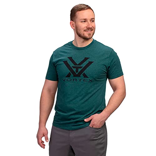 Vortex Optics Logo Short Sleeve T-Shirts (Dark Teal Heather, X-Large)