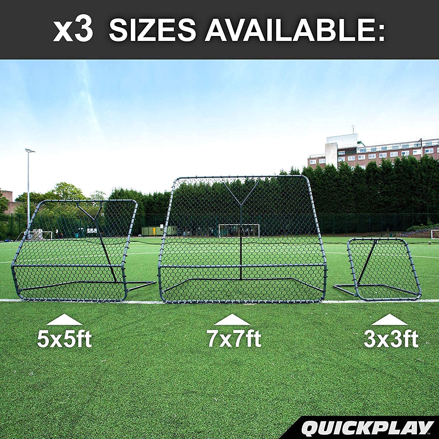 QuickPlay PRO Rebounder Adjustable Angle Multi-Sport Trainer | Soccer Rebounder or Baseball & Softball Pitch Back | Ideal for Team and Solo Training (3 x 3')