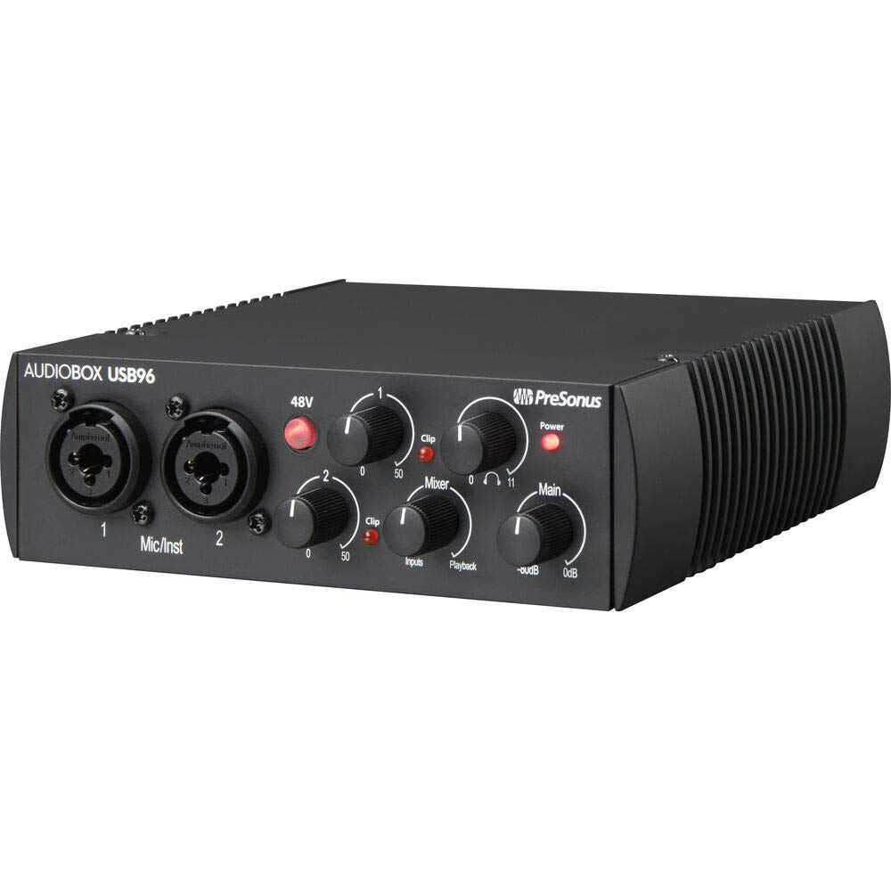Presonus AudioBox 96 Audio Interface (May Vary Blue or Black) Complete Studio Bundle with Studio One Artist Software Pack w/Eris 3.5 Pair Studio Monitors, Condenser Microphone, 1/4β Instrument Cables