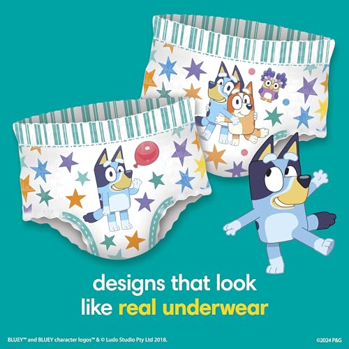 Pampers Easy Ups Boys & Girls Bluey Potty Training Pants - Size 4T-5T, 18 Count, Training Underwear (Packaging May Vary)